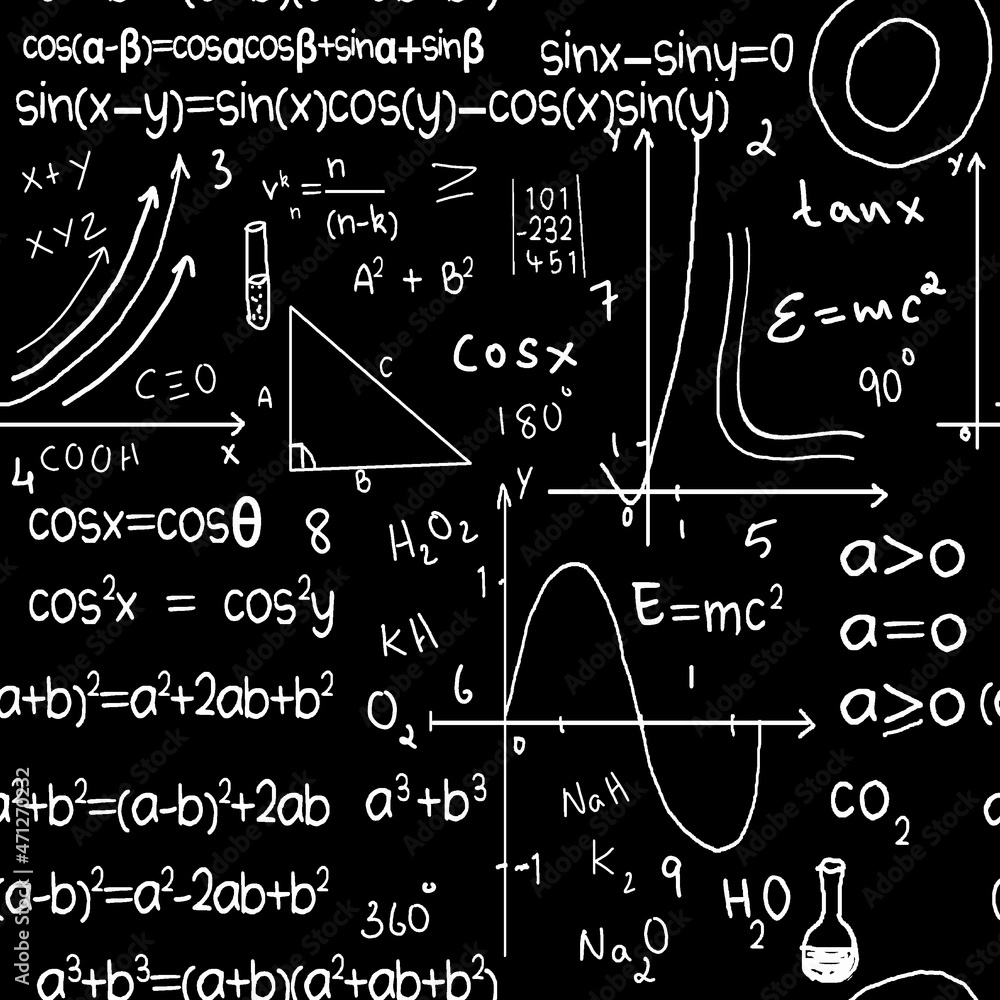 formulas on blackboard, mathematical and chemistry formulas . Stock ...