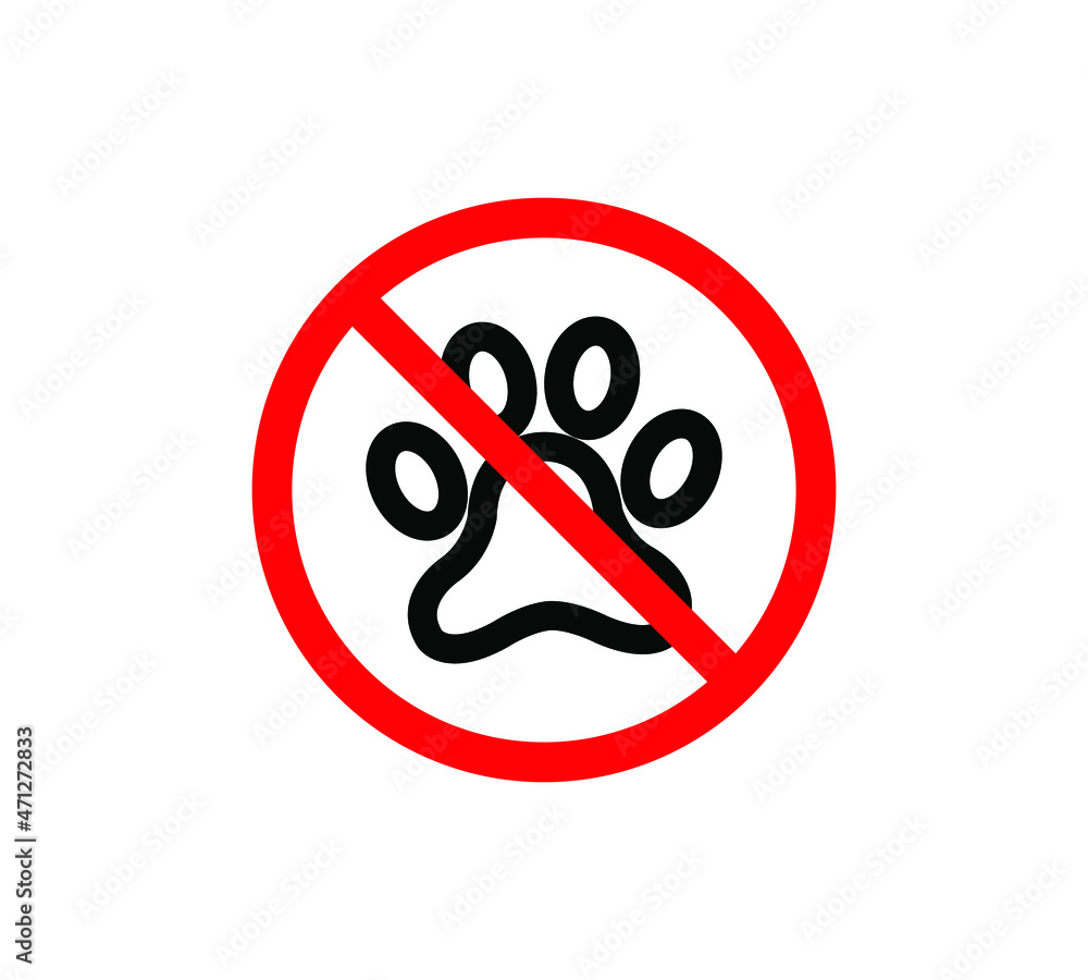 Dog prohibition sign. No pet allowed sign, vector illustration. Stock ...