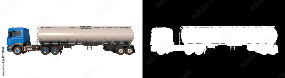Tanker truck 1- Front view white background alpha png 3D Rendering ...