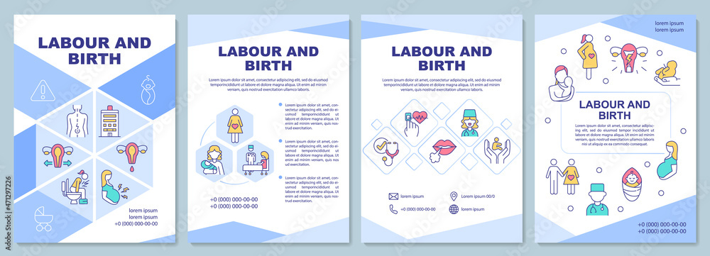 Labour and birth brochure template. Cervix dilation. Flyer, booklet ...