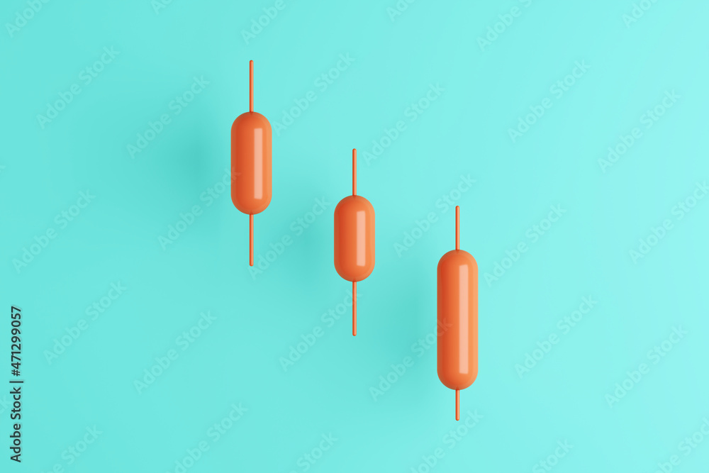 minimal background for investment, Downtrend candlestick chart for trading view. 3d rendering ...