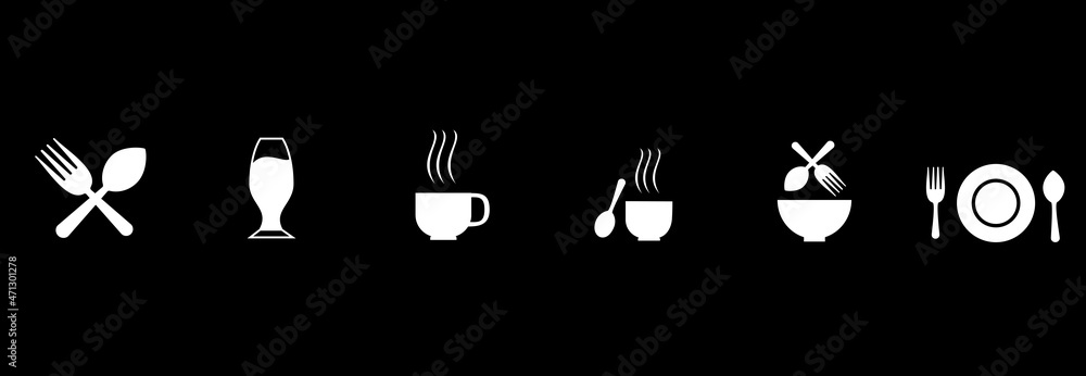 rest area icon set, restaurant icon set, rest area and restaurant sign ...