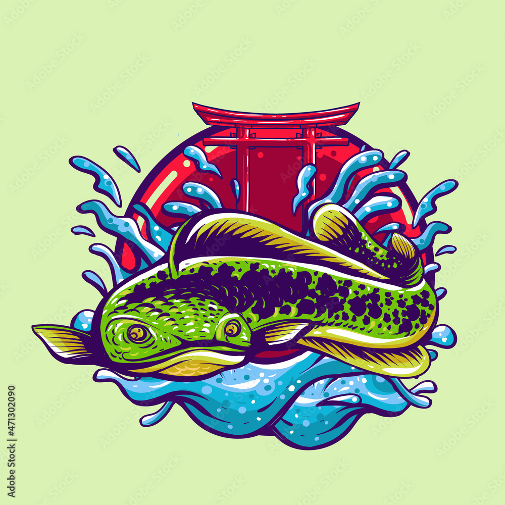 templeate logo snake head japan style Stock Vector | Adobe Stock