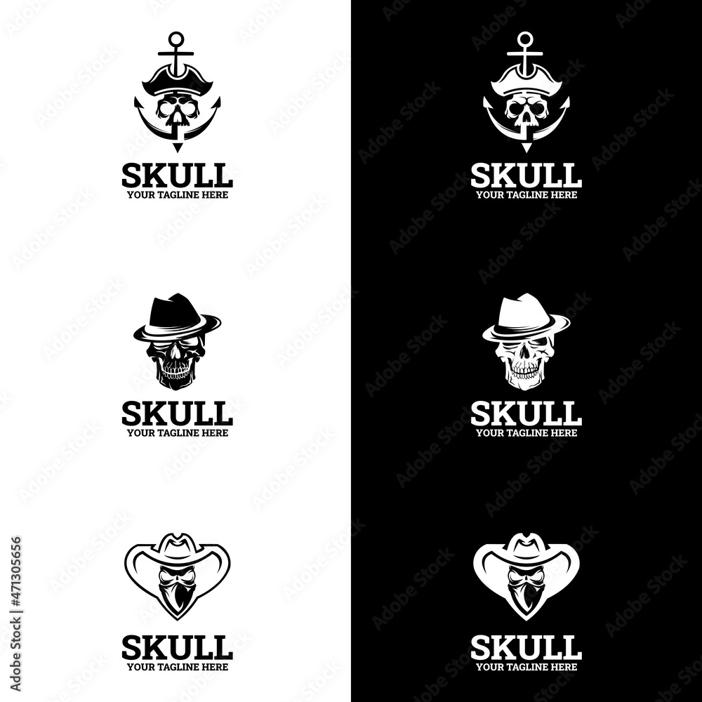 Skull logo, icon or skull illustration, vector of skeleton. suitable ...