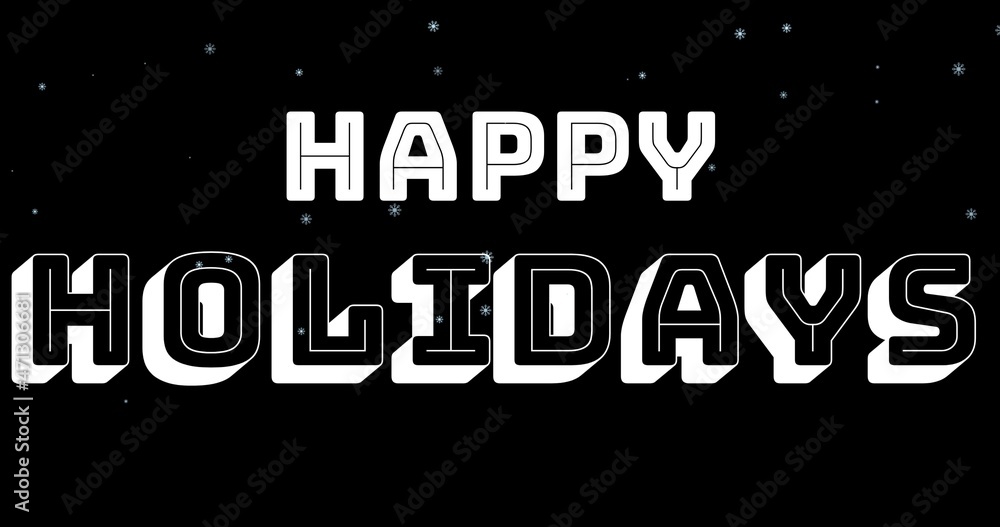 Happy holidays in capital font text over sky with stars in outer space ...