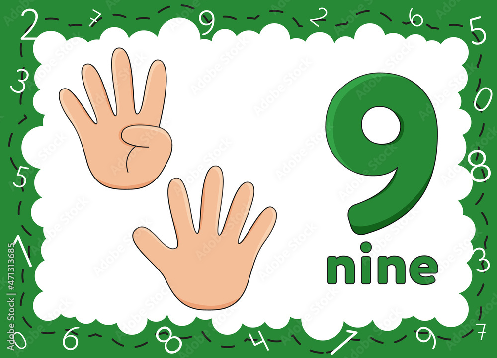 Children's educational cards with numbers. Flashcards finger counting ... Children's educational cards with numbers. Flashcards finger counting ...
