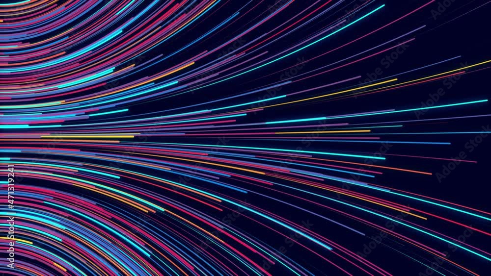 3d abstract bg with glow particles form multicolored lines, lines ...