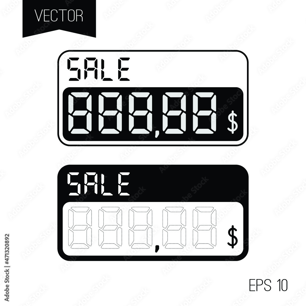 Vecteur Stock Digital price tag or numbers vector template for shop or ...