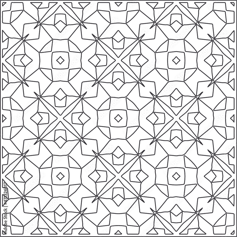 Portrait coloring pages for adults. Abstract illustration in Line Art ...