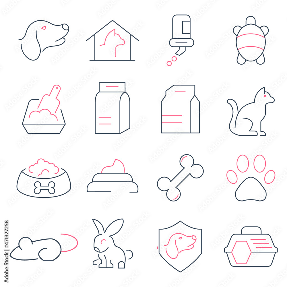 Pet icons set.Pet pack symbol vector elements for infographic web Stock ...