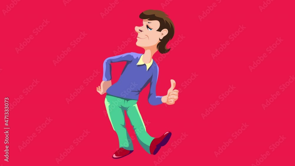 Funny male cartoon character showing a sign of approval with a hand ...