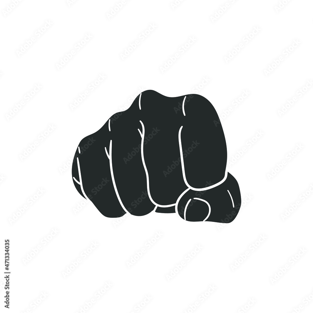 Fist Hand Icon Silhouette Illustration. Punch Vector Graphic Pictogram ...