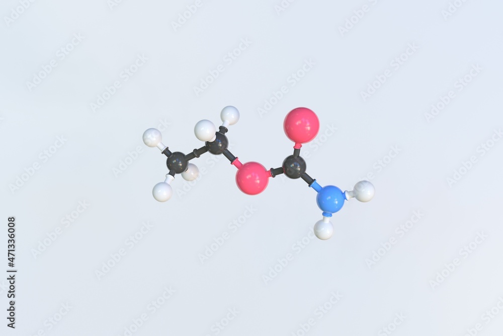 Urethane molecule made with balls, scientific molecular model. 3D ...