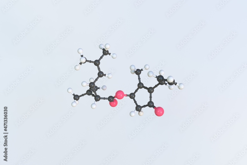 Molecule of pyrethrin, isolated molecular model. 3D rendering Stock ...