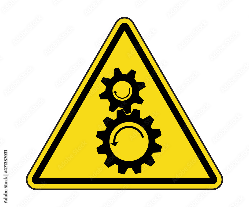 Rotating Gears Warning Label. International Pinch Point Entanglement ...