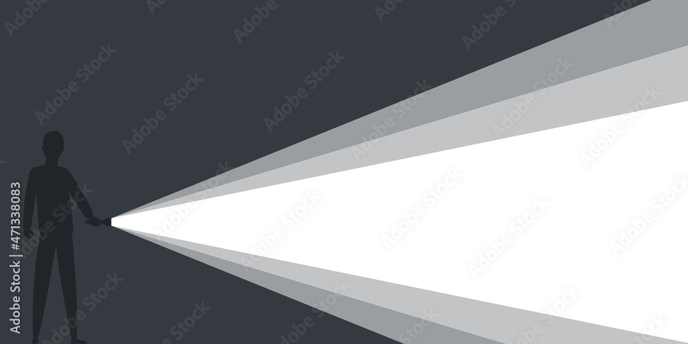 Flashlight. The man with the flashlight. Banner for advertising. Vector ...