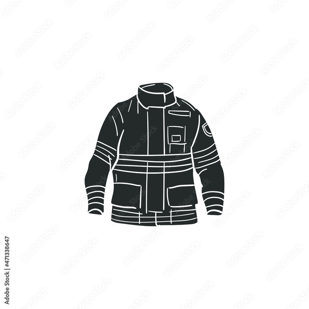 Fireman Jacket Icon Silhouette Illustration. Firefighter Vector Graphic ...