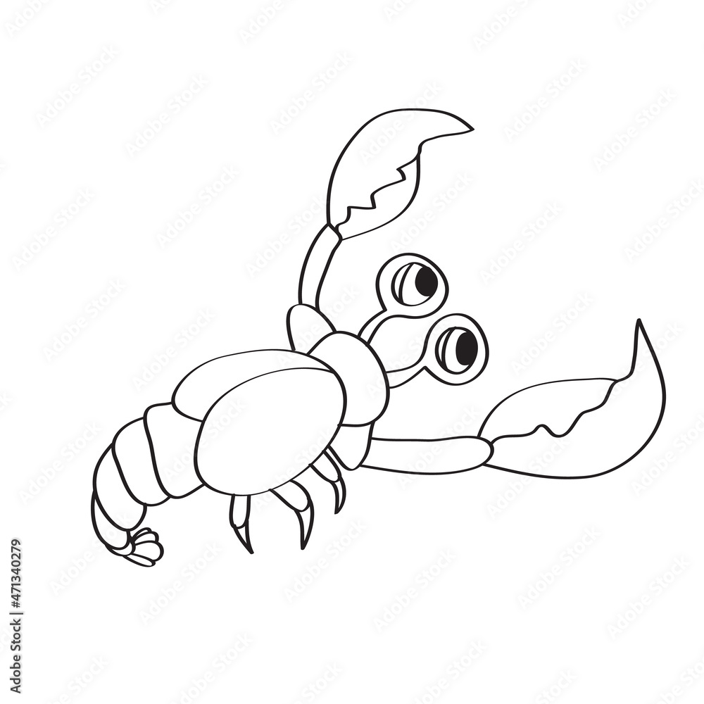 Simple coloring page. Vector illustration of Cartoon shrimp cancer ...