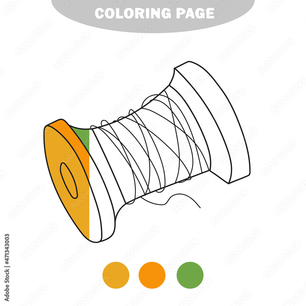 Simple coloring page. Hand drawn vector illustration wooden spool ...