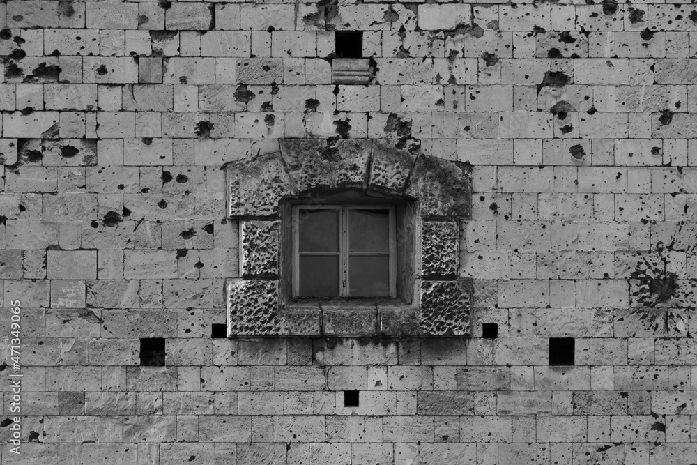 Famous old building, with bullet holes in the wall, from WWI and WWII ...