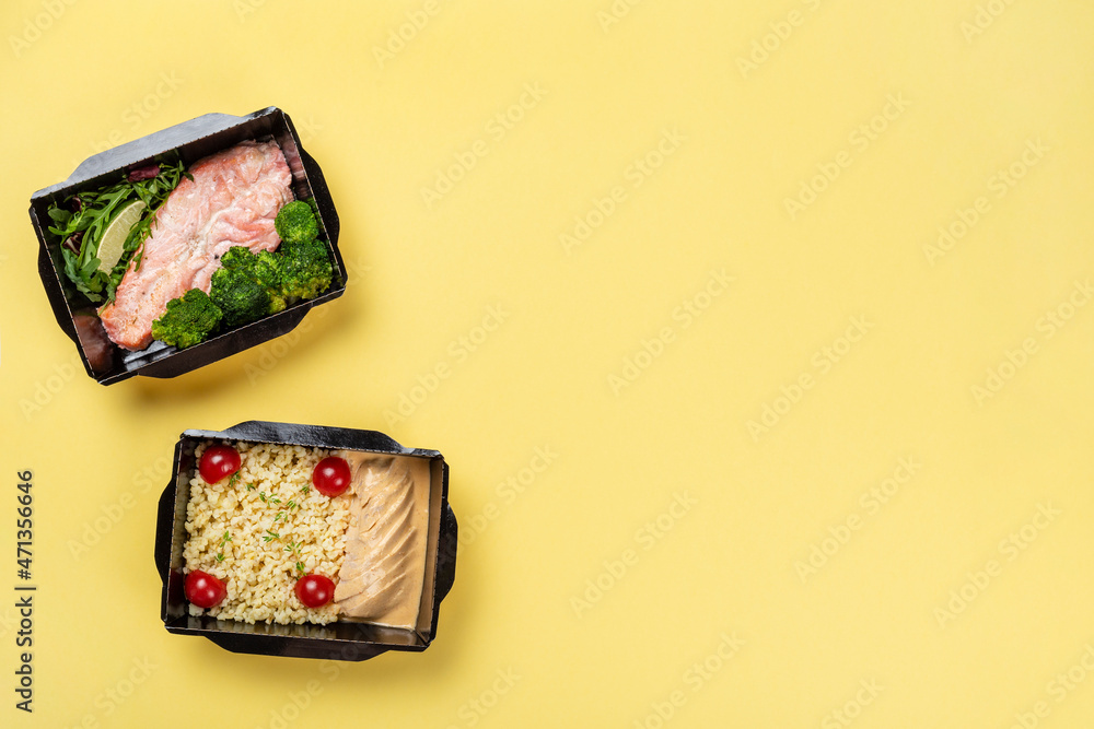 Catering food with healthy balanced diet delicious lunch box boxed take ...