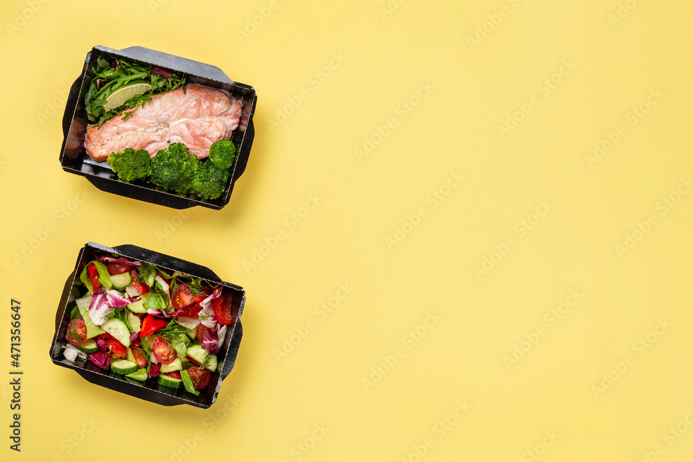 Catering food with healthy balanced diet delicious lunch box boxed take ...