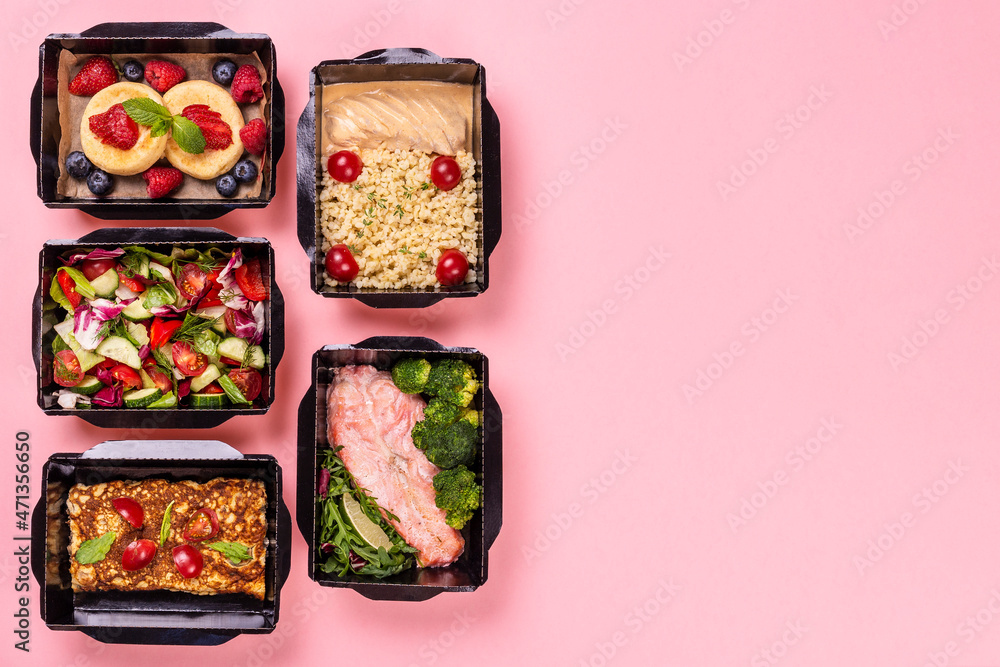 Catering food with healthy balanced diet delicious lunch box boxed take ...