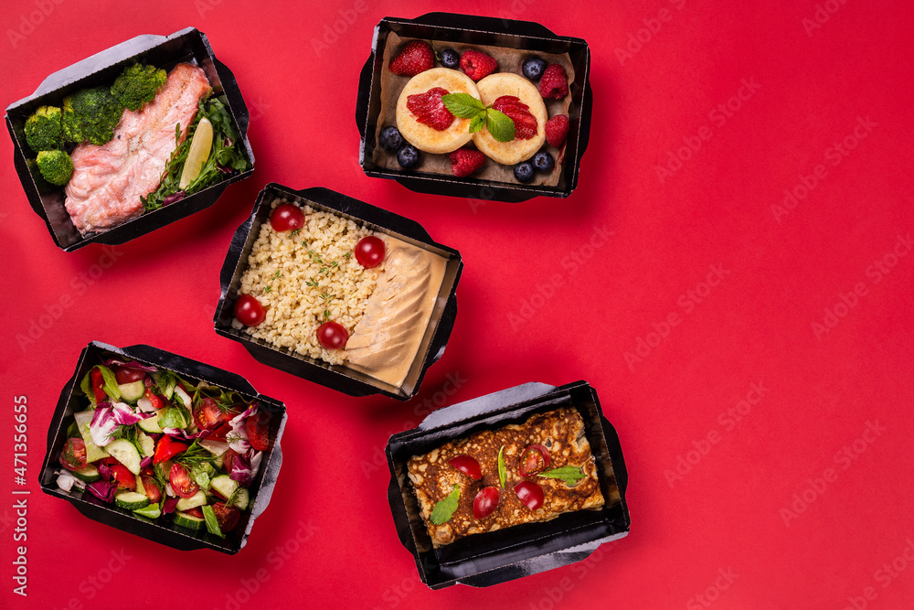 Catering food with healthy balanced diet delicious lunch box boxed take ...