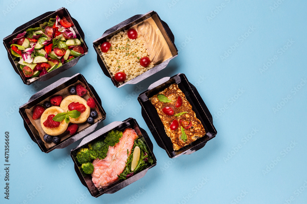 Catering food with healthy balanced diet delicious lunch box boxed take ...