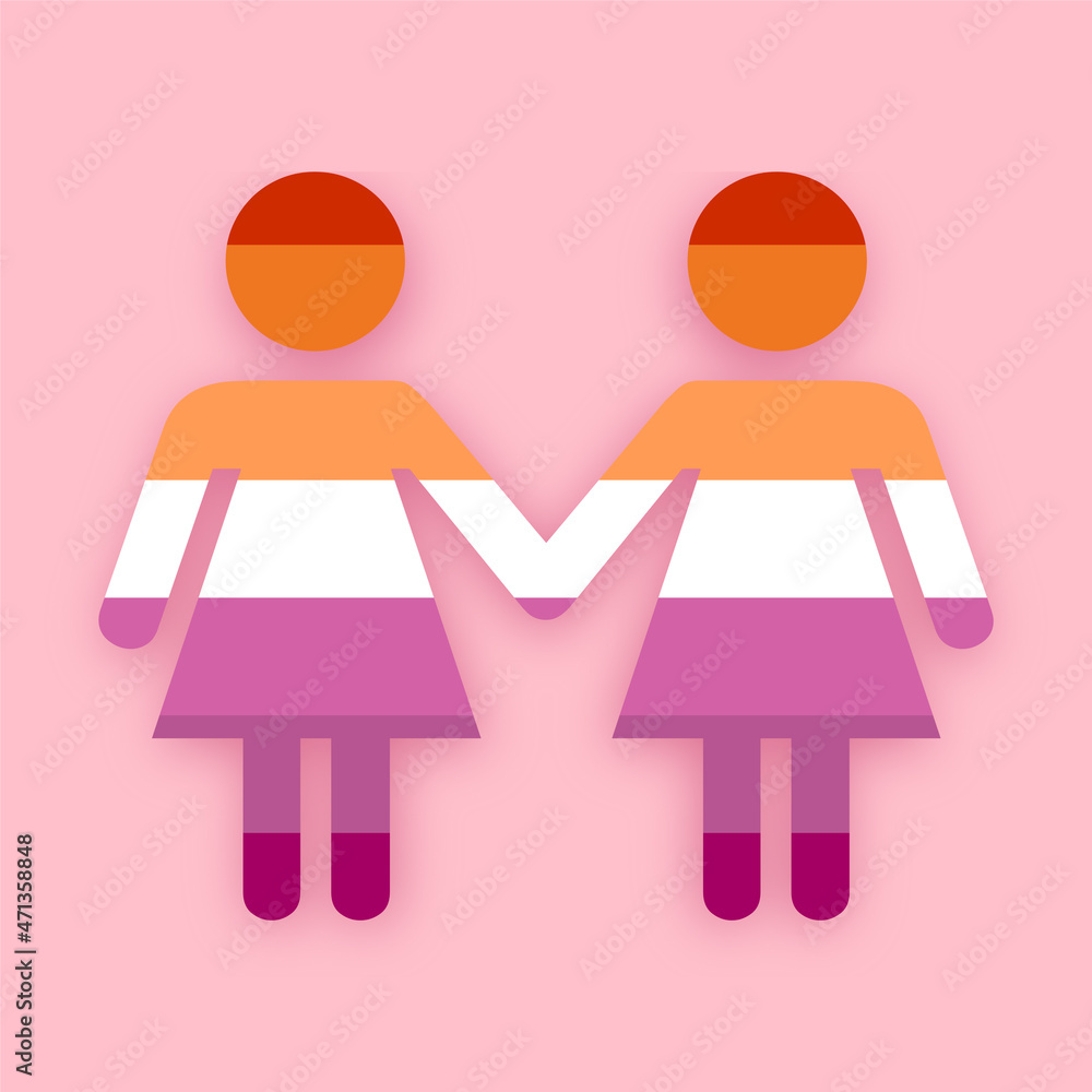 lesbian couple symbol two girls icon love concept pink Stock ...