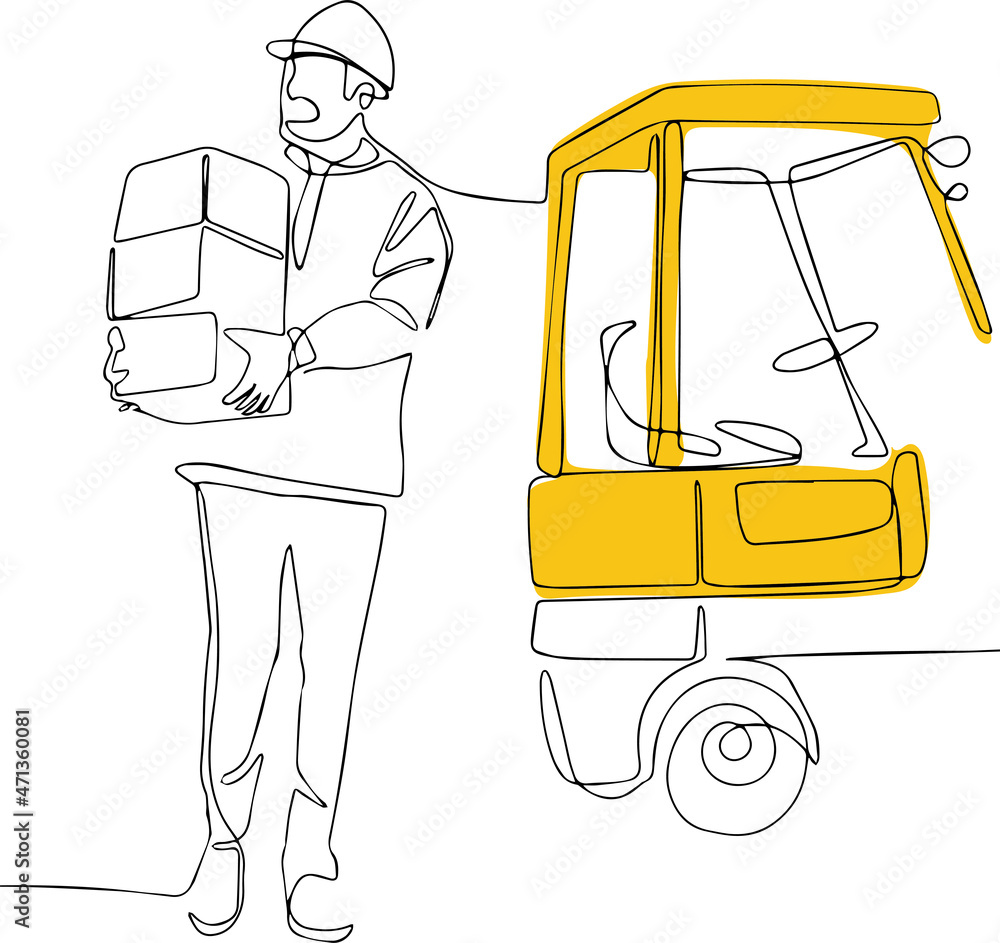 Continuous one line drawing of Industry maintenance engineer wearing ...