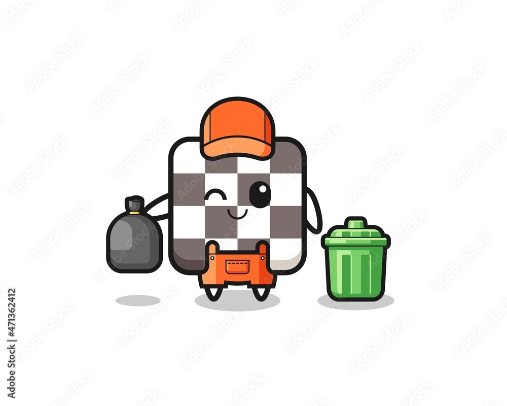 the mascot of cute chess board as garbage collector Stock Vector ...