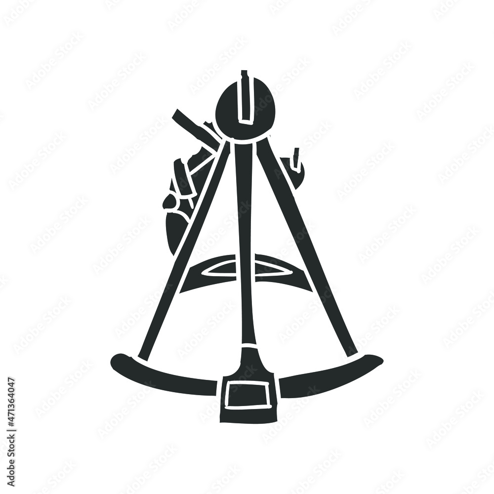 Sextant Icon Silhouette Illustration. Nautical Travel Vector Graphic ...
