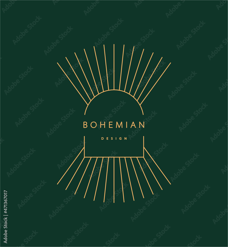Logo in a modern style. Vector linear icon. Boho characters - sun logo ...