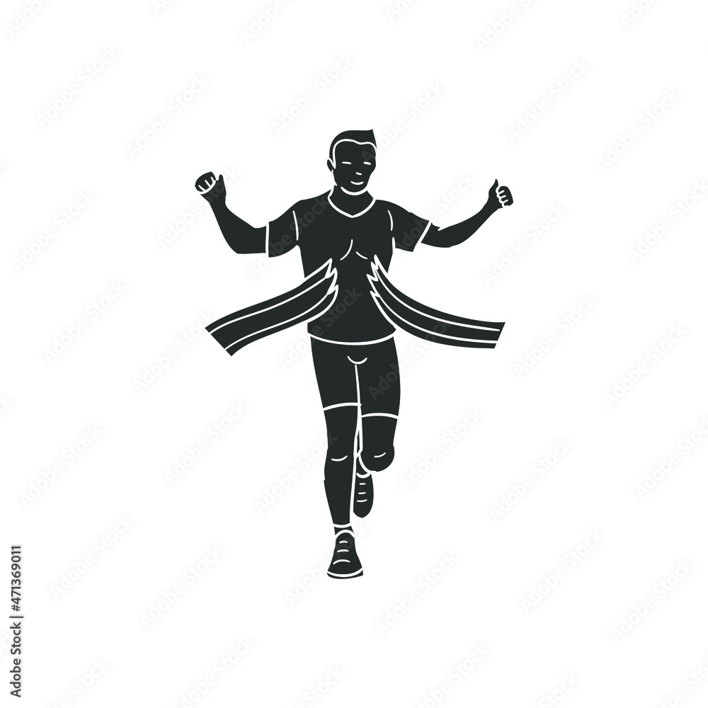 Runner Winner Icon Silhouette Illustration. Athletic Sport Vector ...