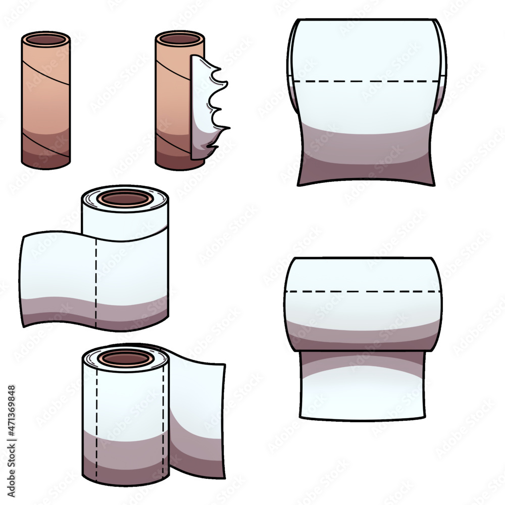 Cartoon Toilet Paper Set Stock Vector | Adobe Stock