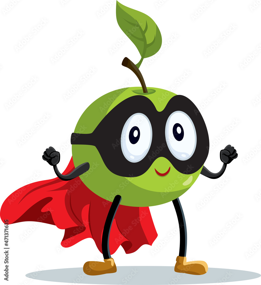 Strong Superhero Apple Flexing Vector Cartoon Character Stock Vector ...