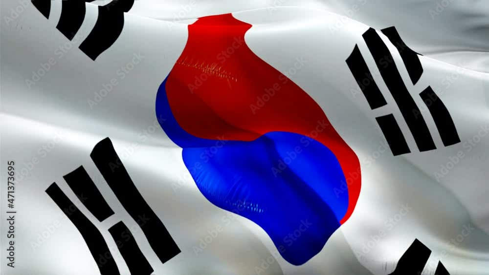 South Korea flag. National 3d South Korea flag waving. Sign of Korean ...