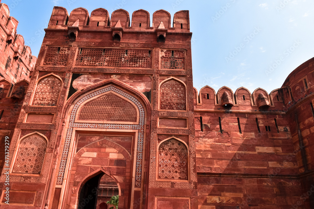 Agra Red Fort Complex in India. UNESCO World Heritage Centre. Stock ...