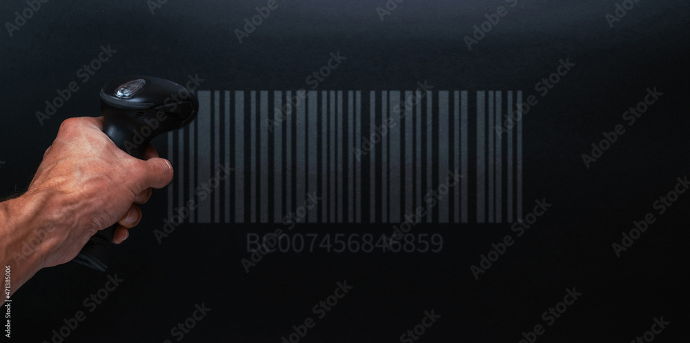 Barcode concept. Retail label barcode scan. Reader laser scanner for ...