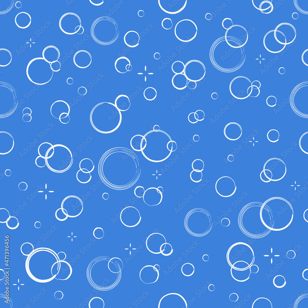 Cartoon soap bubbles seamless pattern. Effervescent oxygen bubbles ...