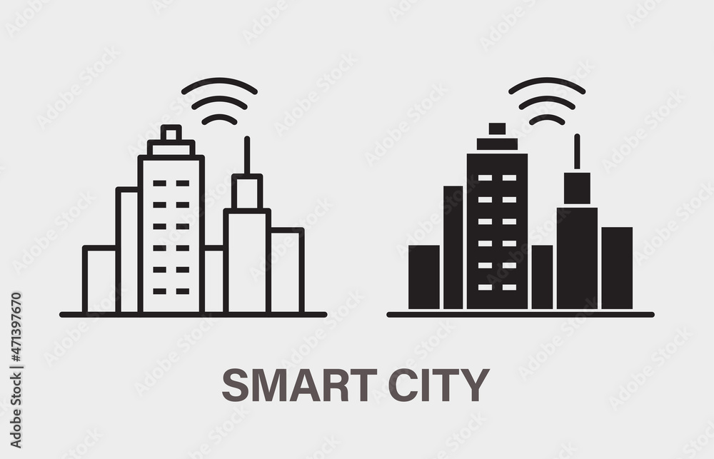 Smart city icon on white background. Vector illustration. Stock Vector ...