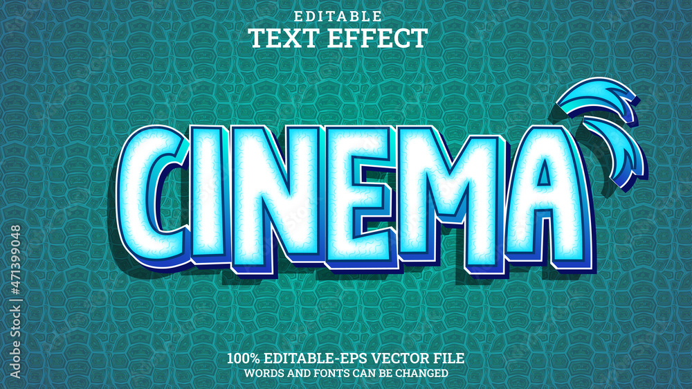 3D Text Effect Editable Cinema Premium Vector Stock Vector | Adobe Stock