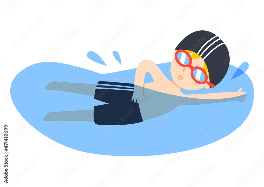 Swimming Cartoon Boy