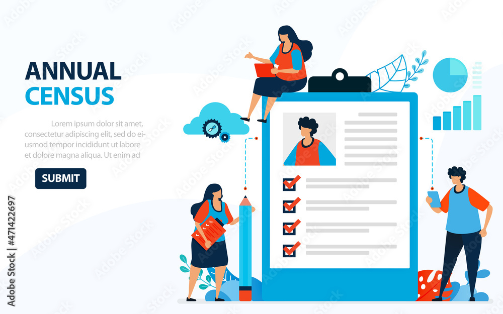 Vector Illustration For 2020 Population Census. Digital Concept With ...
