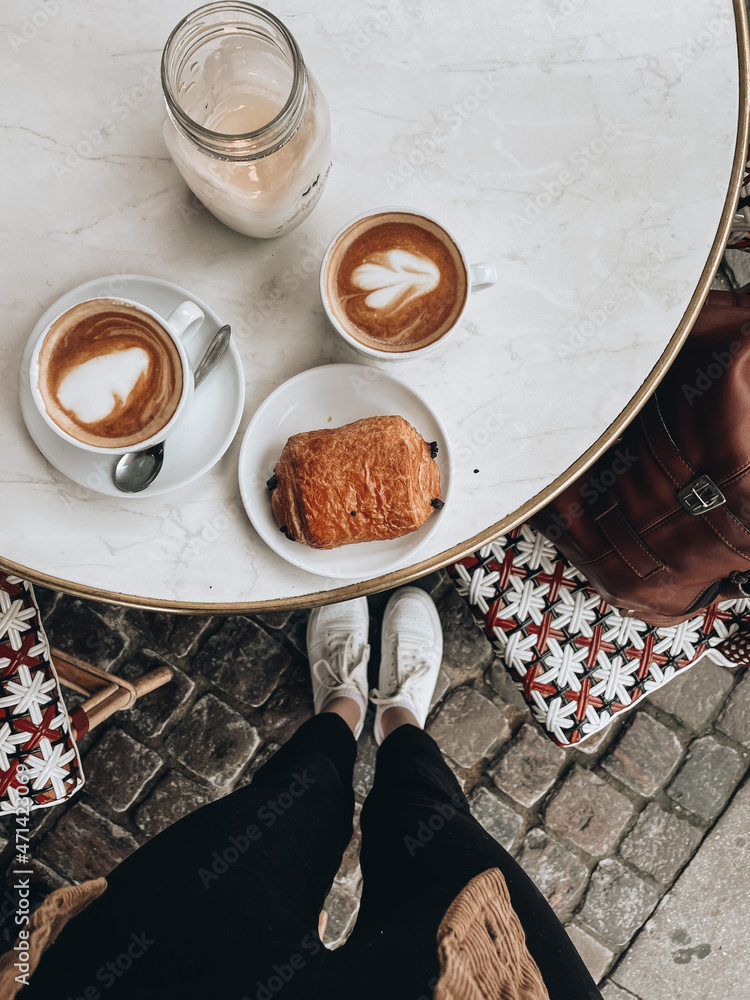 Visiting a French style cafe. Stylish aesthetic photo of coffee from ...