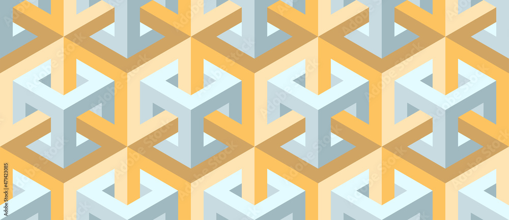 Seamless vector 3D pattern with optical illusions. Cubes. Op Art ...