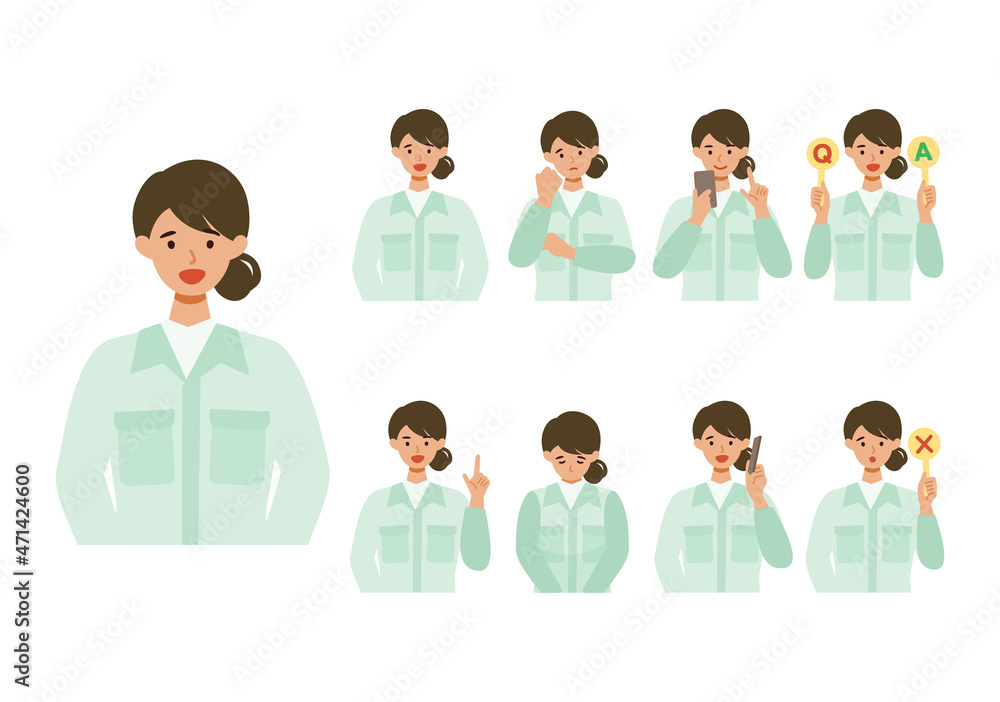 Woman wearing factory worker uniform. Factory worker Woman cartoon ...