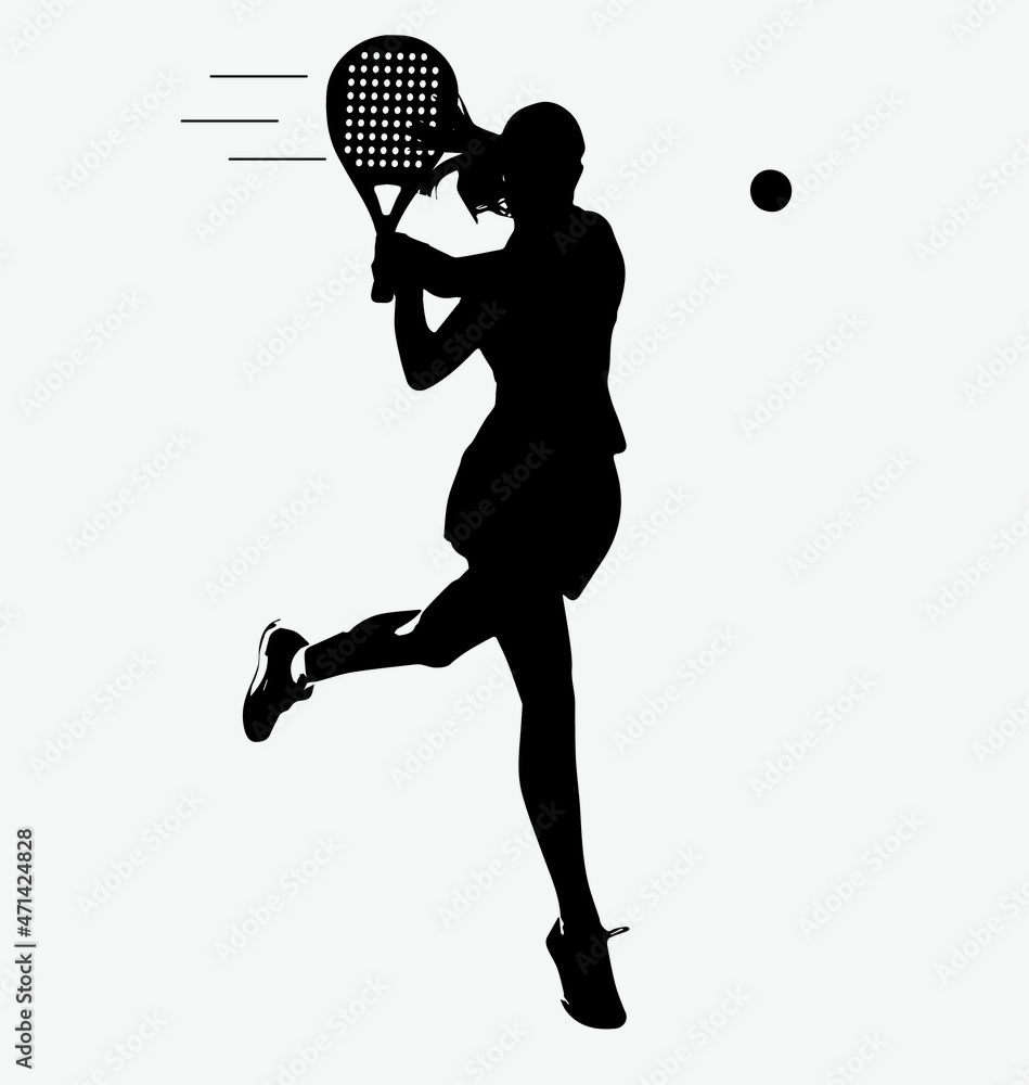 Female Tennis padel Player Icon Illustration. Paddle Sport Vector ...