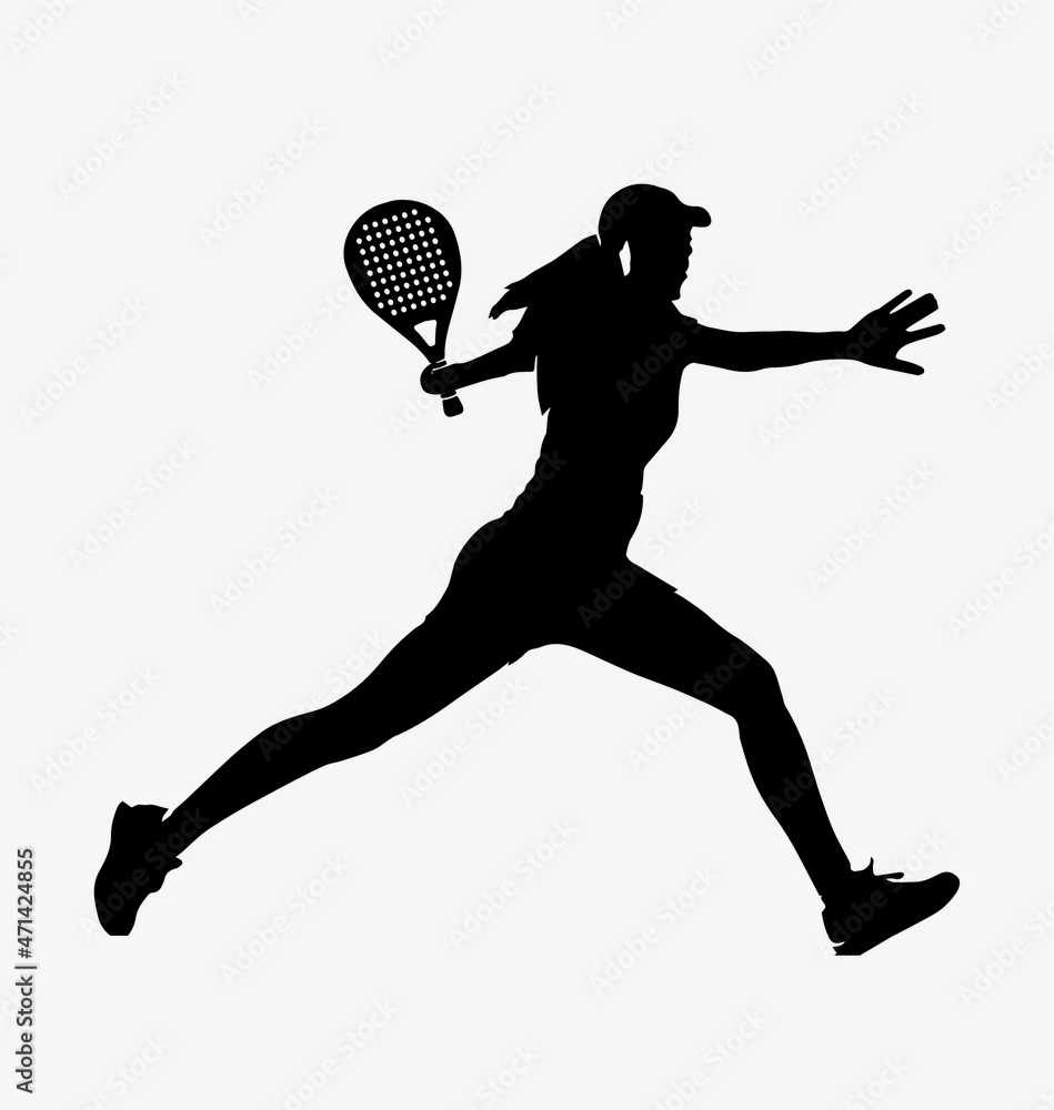 Female Tennis padel Player Icon Illustration. Paddle Sport Vector ...